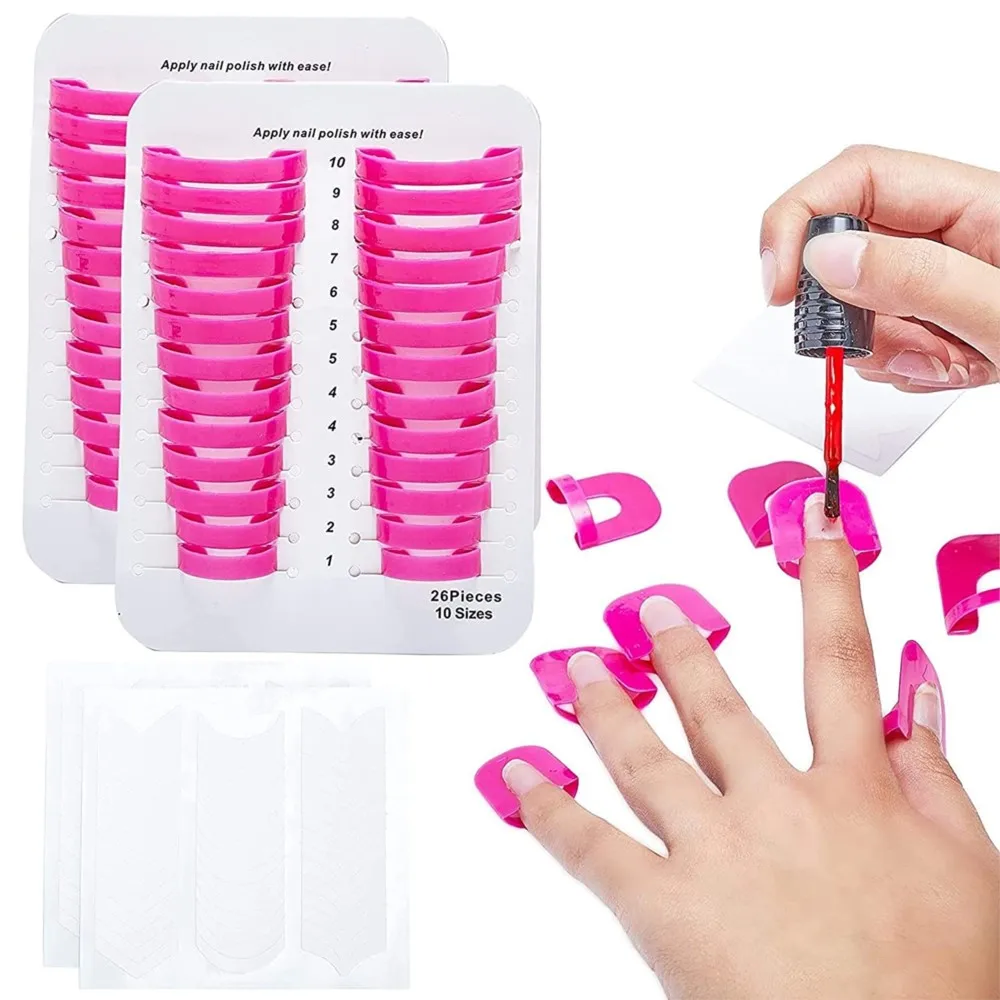 26Pcs-Box-Nail-Gel-Polish-Shield-Protector-Multi-Size-Reusable-Nail ...