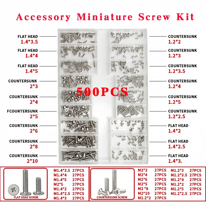 500-PCS-Accessory-Miniature-Screw-Kit-Screwdriver-Glasses-Sunglasses ...