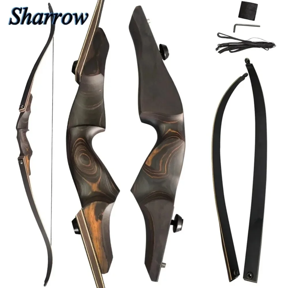 60-Black-Hunter-Archery-Recurve-Bow-25-60lbs-Bamboo-Core-Limbs-Wooden ...
