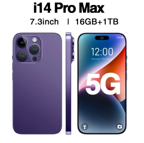 i14 Pro Max Smartphone 7.3 inch Full Screen Face ID 6000mAh Mobile ...