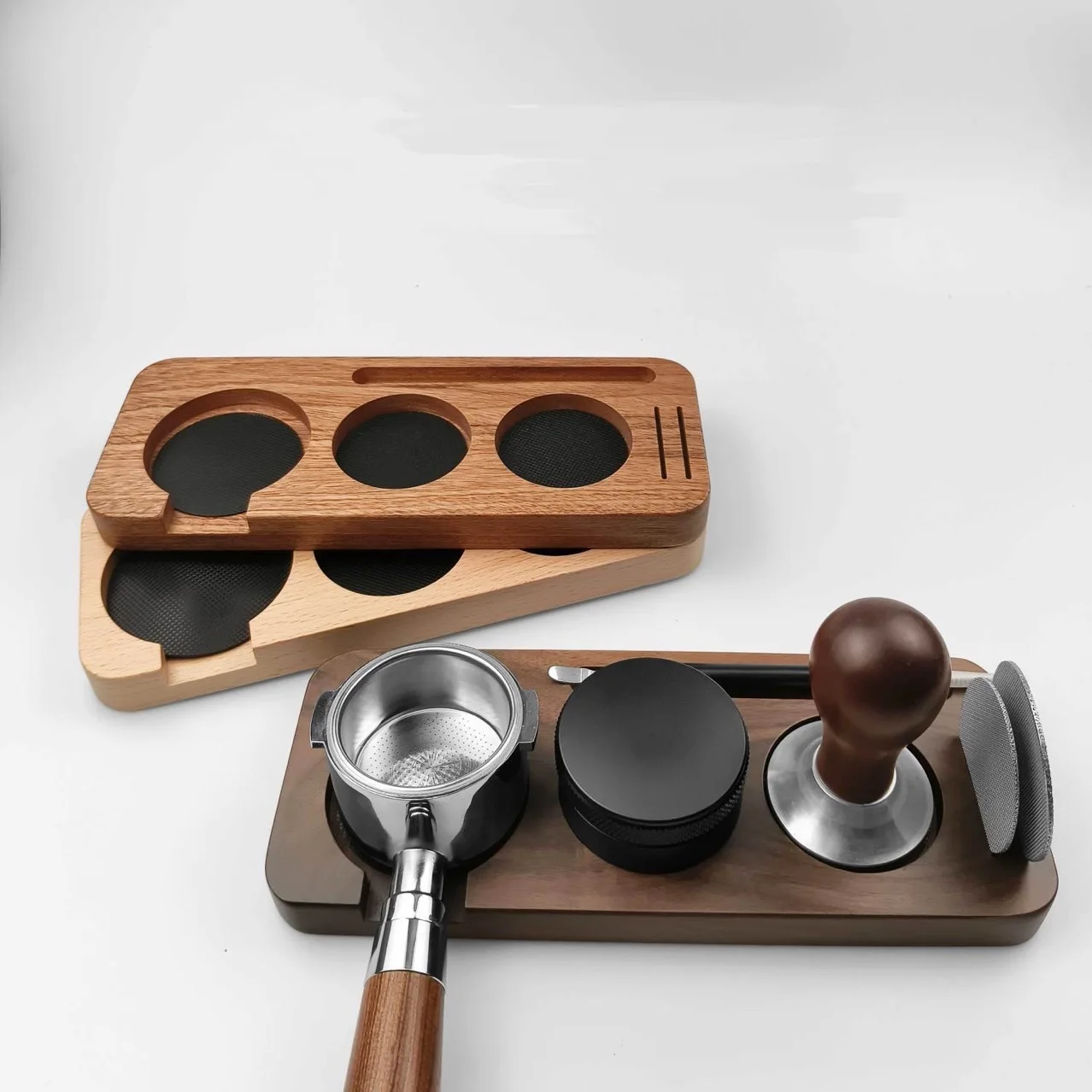 Wood Coffee Filter Tamper Holder Espresso Tamper wood coffee maker tray ...
