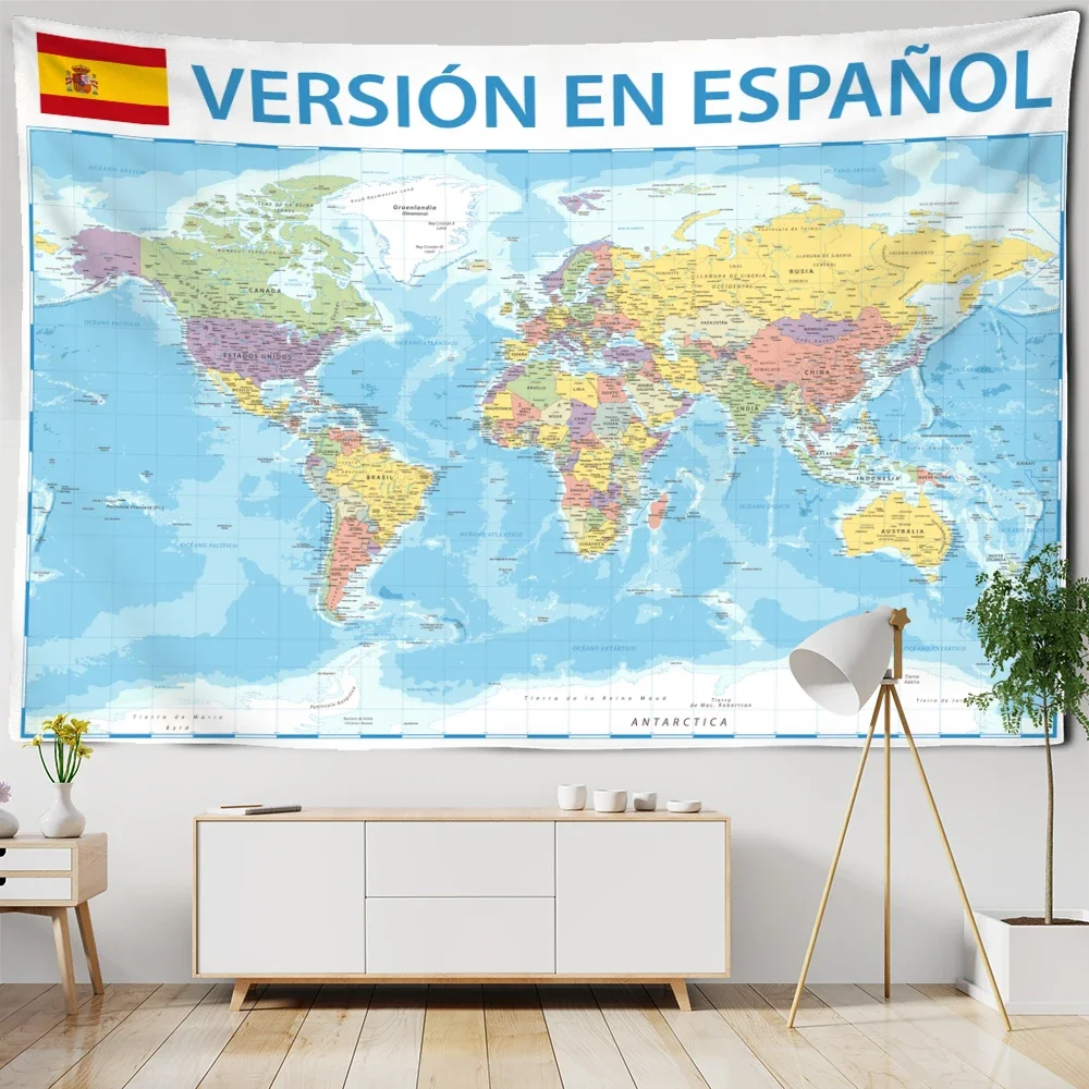 Tapiz de mapa de España para colgar en la pared, arte de estilo bohemio ...