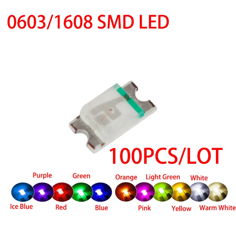 100pcs-LOT-0603-1608-SMD-LED-Diode-Kit-Red-Green-Blue-White-Yellow ...