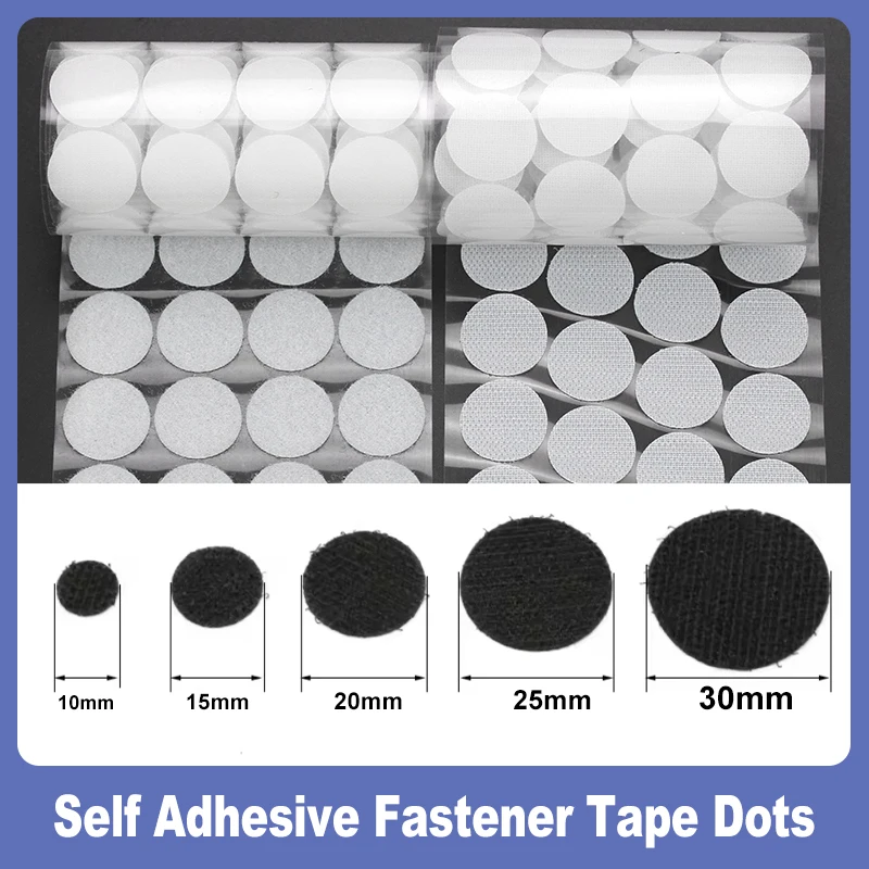 30/102Pairs Self Adhesive Fastener Tape Dots 10/15/20/25/30mm Strong ...