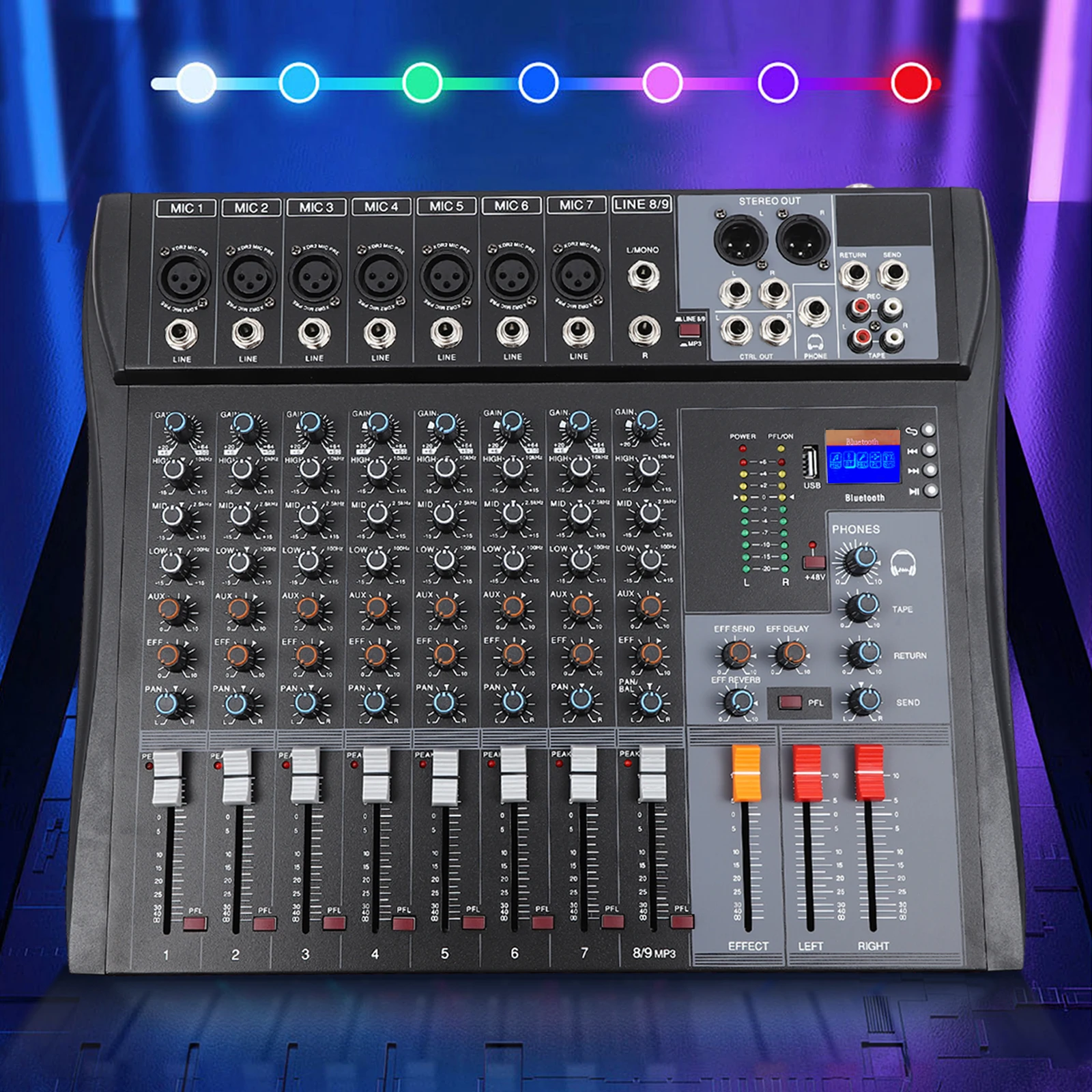 8 Channel Professional Mixer Sound Board Console Desk System Interface ...