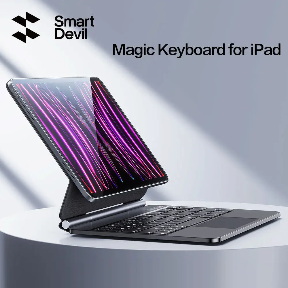 SmartDevil 매직 키보드 케이스, 무선 블루투스 태블릿 액세서리, iPad Pro 2022, 2021/2018 iPad ...