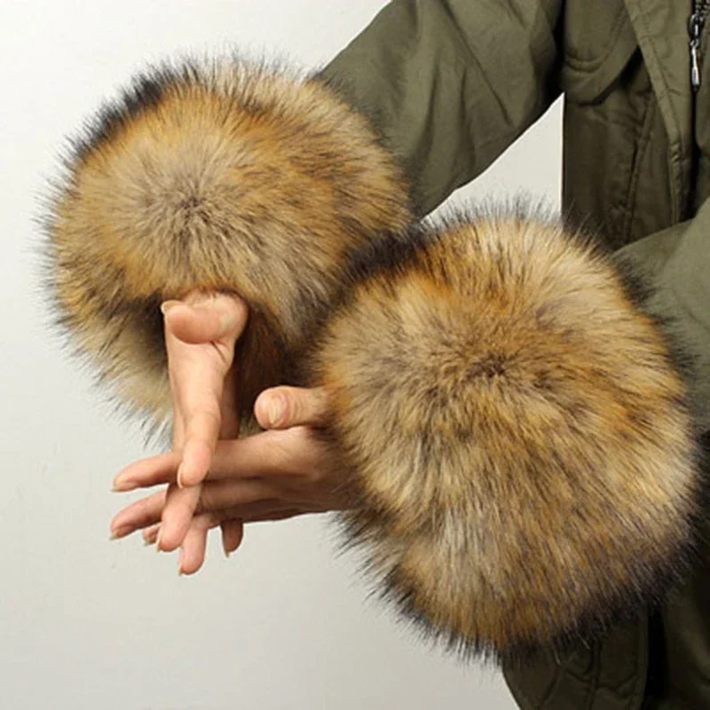 Imitation Raccoon Fox Hair Fluffy Hand Rings Fluffy Wrist Guards Women ...