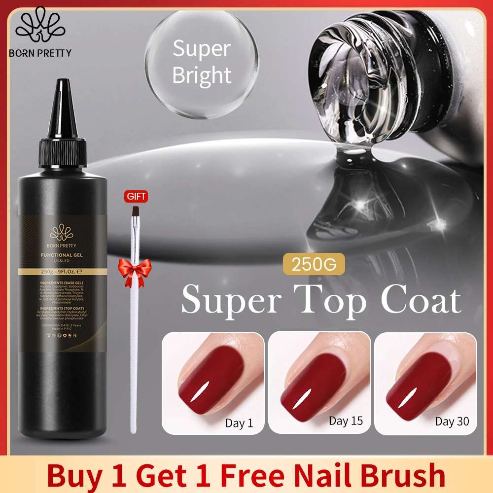 BORN PRETTY 250g Base Gel Super Top Coat Matte Top Coat Gel Polish Soak Off UV LED Gel Varnish ...