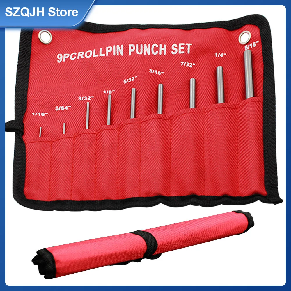 9Pcs-Professional-Roll-Pin-Spring-Punch-Set-Gun-Bolt-Catch-Roll-Up-Case ...