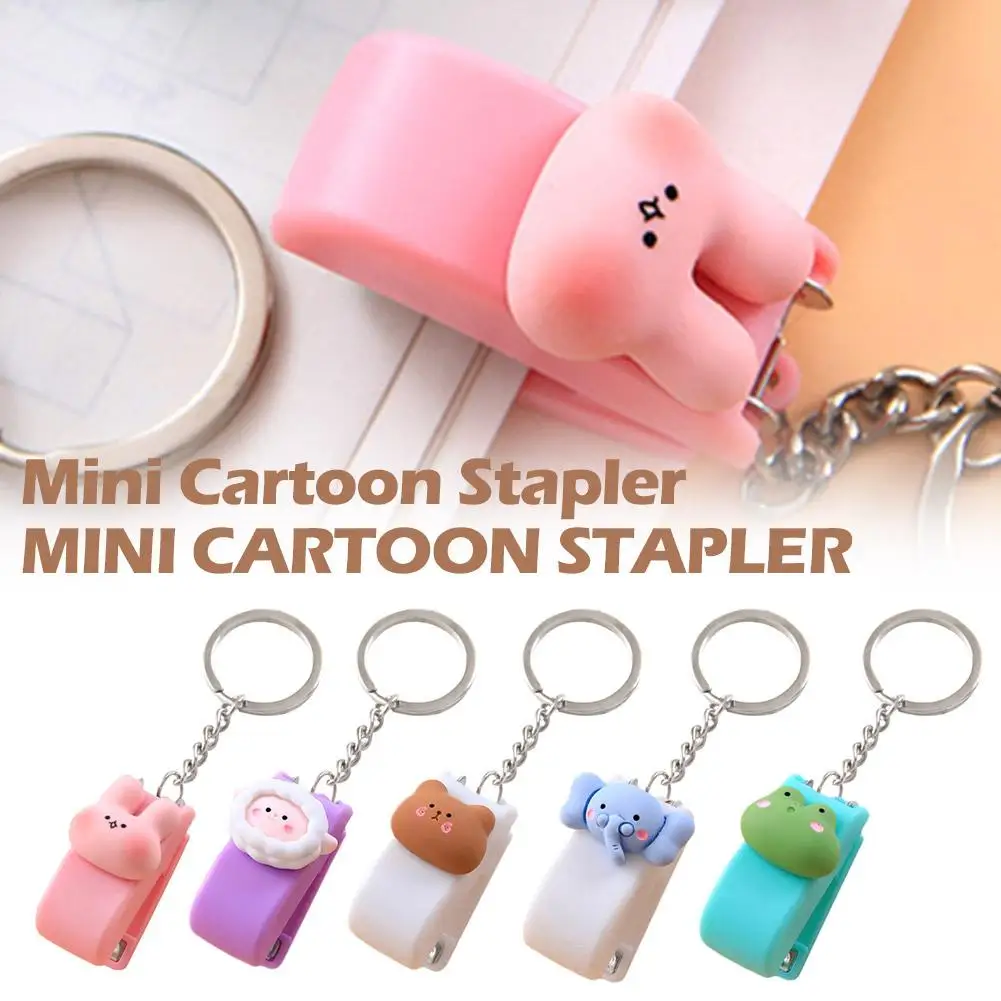 Cute-Cartoon-Mini-Stapler-Key-Chain-Macaron-Color-Student-Stapler ...
