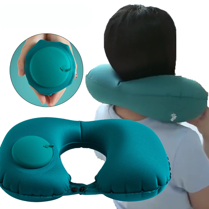 Push-type-Inflatable-U-shaped-Travel-Pillow-Ring-Pillow-Folding-Press ...