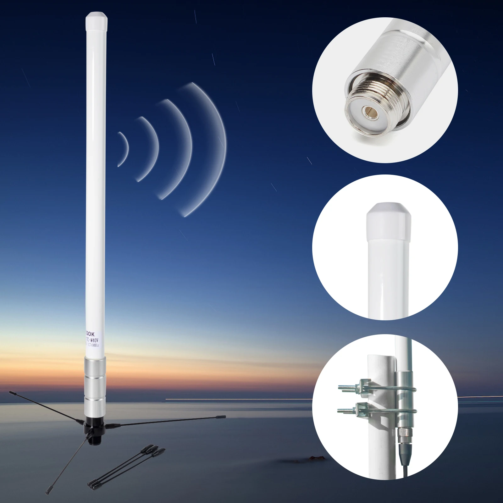 UHF 400-470mhz Fiberglass Antenna GMRS Base antenna with Ground Plane ...