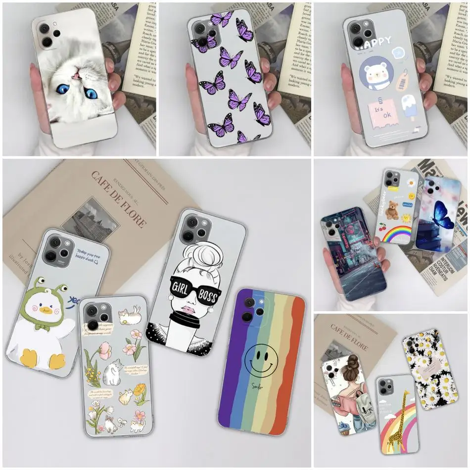 For-Huawei-Nova-Y61-Case-Soft-Silicon-Clear-TPU-Butterfly-Cat-Rainbow ...