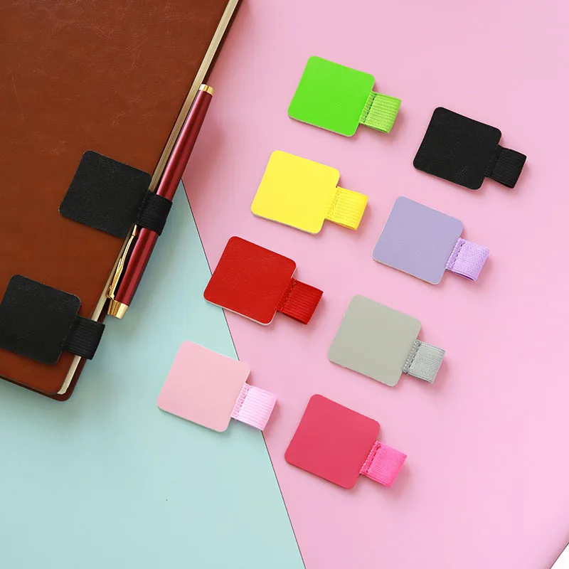 2pcs-PU-Leather-Pen-Clips-Self-Adhesive-Pen-Holder-Elastic-Loop-for ...