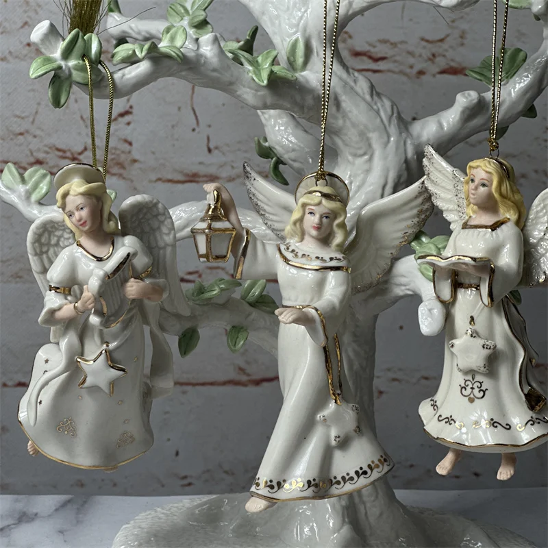 American-Lenox-Ceramic-Hand-Painted-Gold-Tracing-Angel-Figurines ...