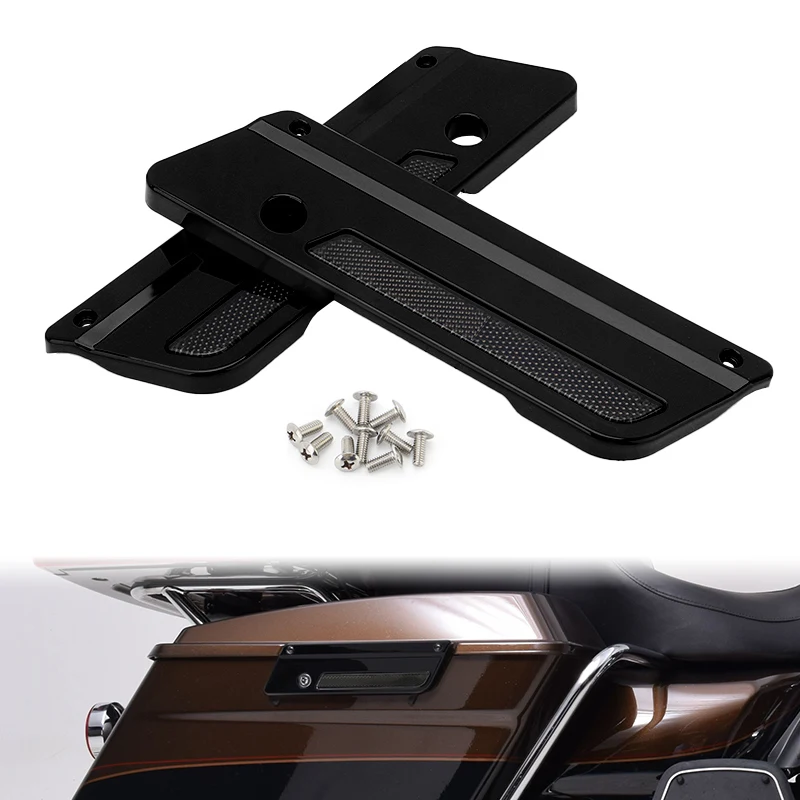 Motorcycle Black Hard Saddlebag Latch Cover Reflectors For Harley ...
