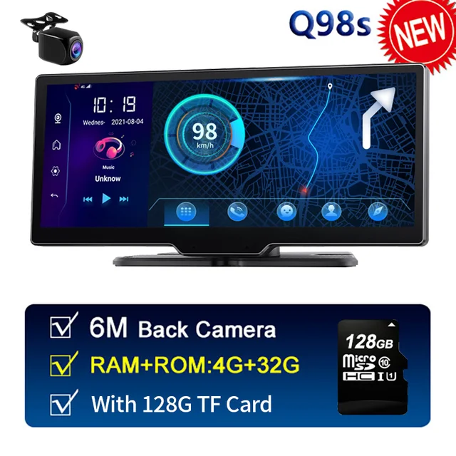 OBDPEAK Q98s 4GB+32GB Car Dash Cam DVR Recorder Dashboard 10.26" 4G Wifi GPS Navigation Dual ...