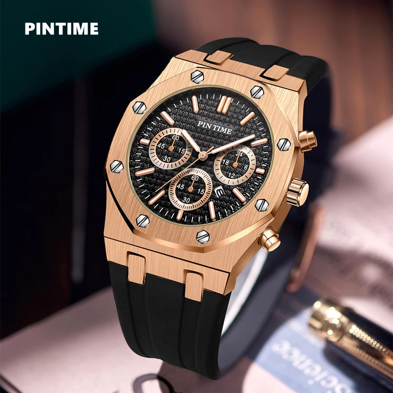 PINTIME reloj deportivo automático para hombre, cronógrafo de cuarzo ...