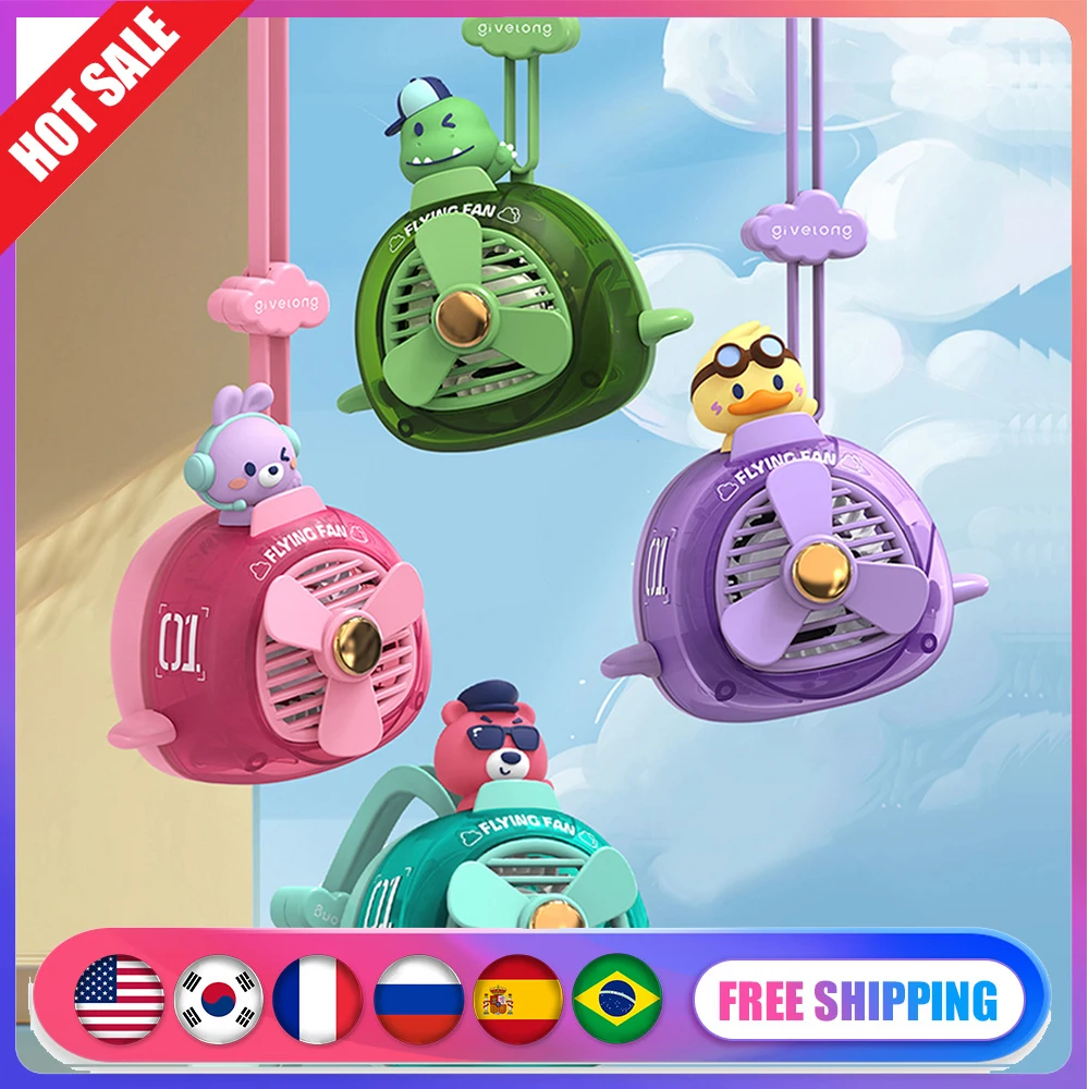 Small-Portable-Hanging-Neck-Fan-500mAh-Cute-Animal-Lanyard-Fan-3-Speeds ...