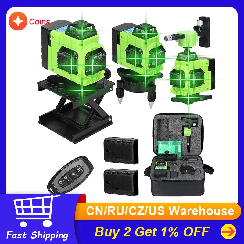 4D 16 Lines Laser Level 360 Self leveling Function Leveling Tool ...