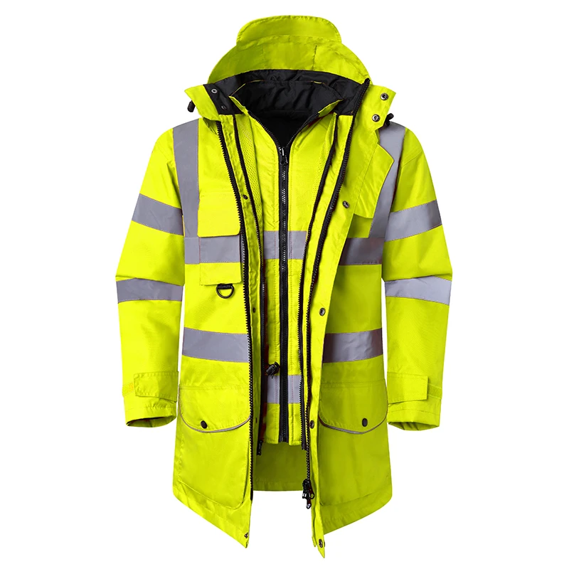 Cold Weather Work Jacket 5-in-1 Waterproof Hi-Vis Insulated Jacket ...