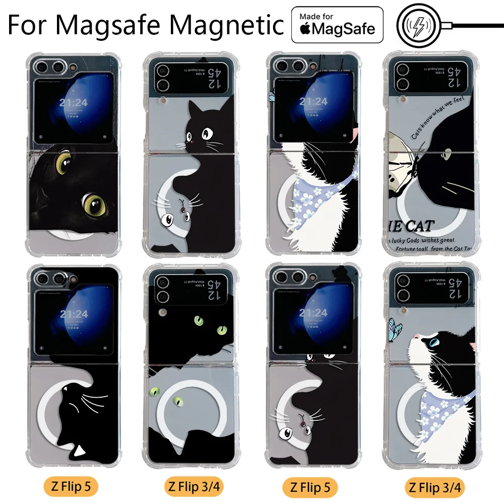 Cute Cartoon Funny Black Cat Magsafe Magnetic Phone Case for Samsung ...