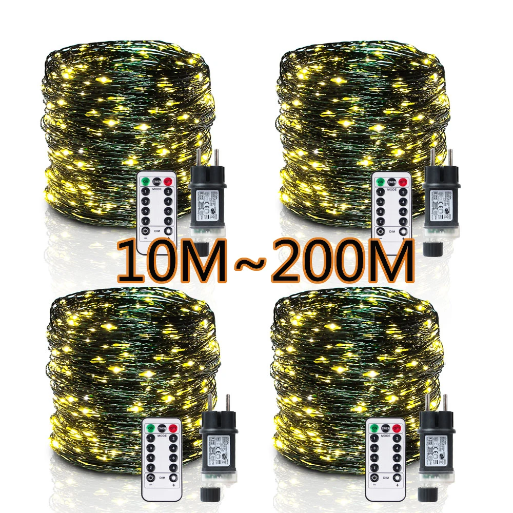 200m-LED-String-Light-Green-Wire-Fairy-Lights-Christmas-Garland-For ...