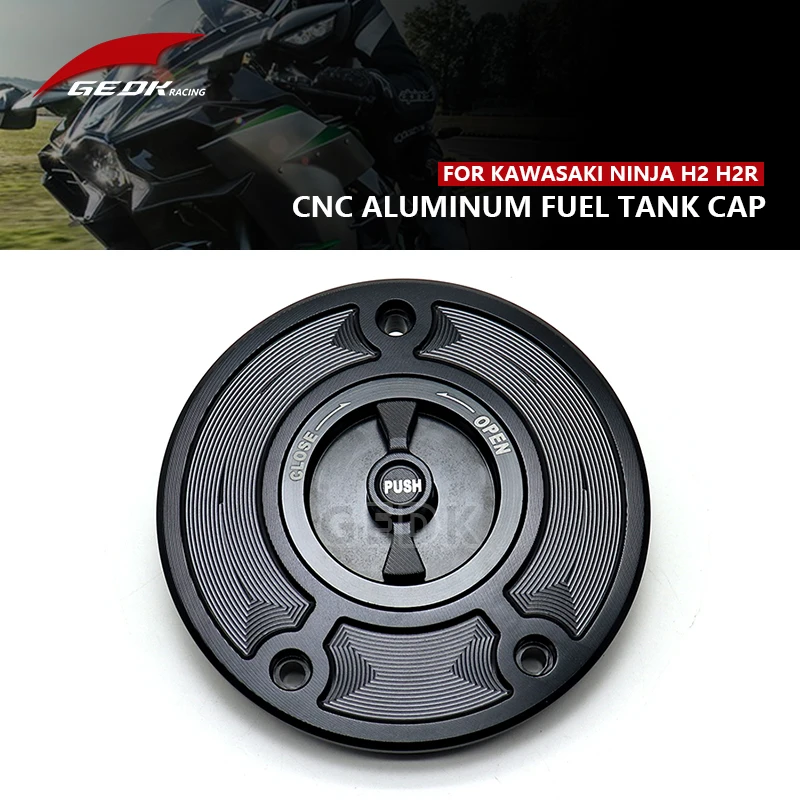 Quick Release Motorcycle Keyless Gas Fuel Tank Cap For KAWASAKI NINJA H2 H2R Universal CNC ...