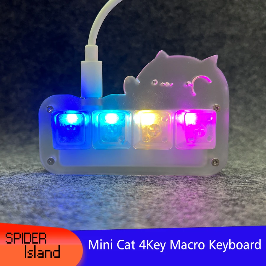 Mini-Cute-Cat-Keyboard-4-Key-Crystal-Switch-with-Transparent-Keycap ...