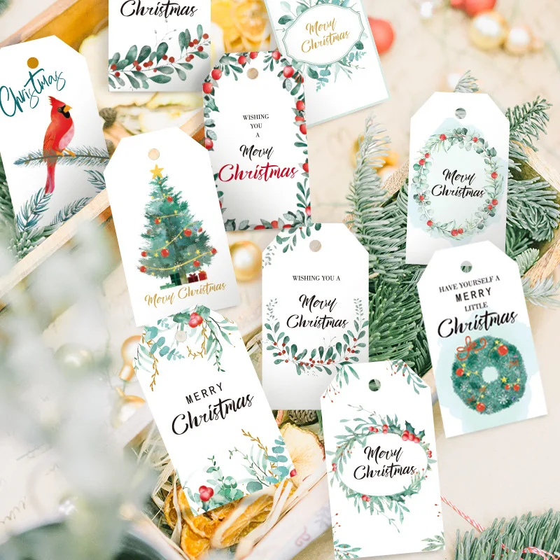 50pcs-Merry-Christmas-DIY-Kraft-Tags-Christmas-Decoration-Gift-Wrapping ...