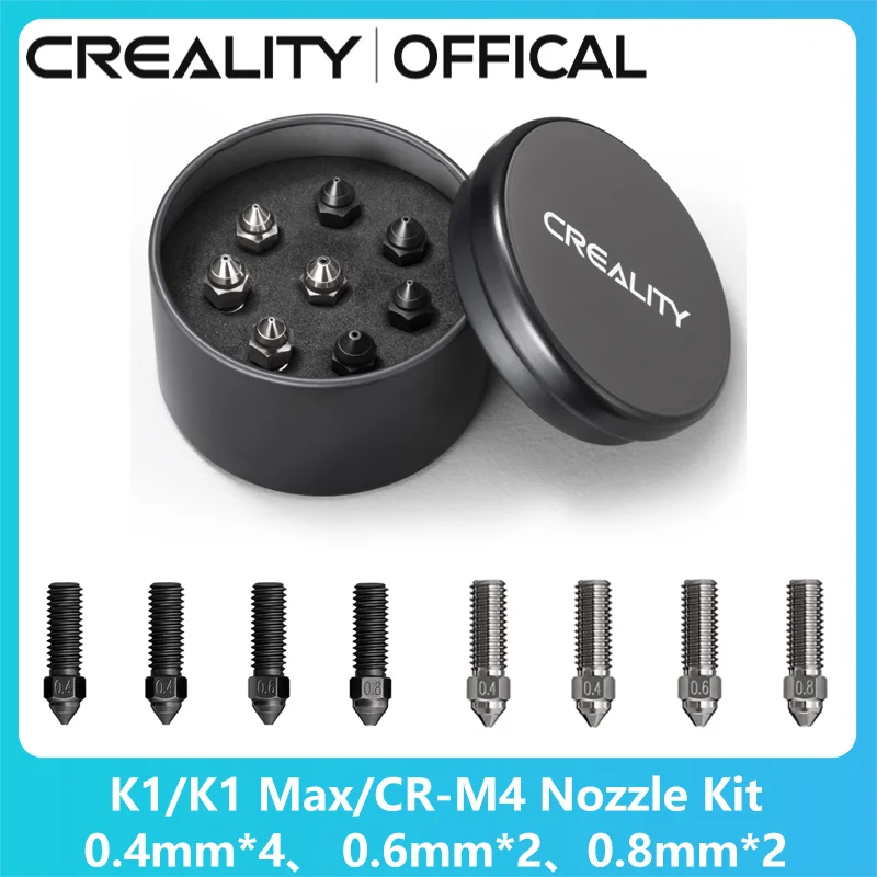 CREALITY-Official-8PCS-K1-Nozzle-Kit-Copper-Alloy-Hardened-Steel-600mm ...