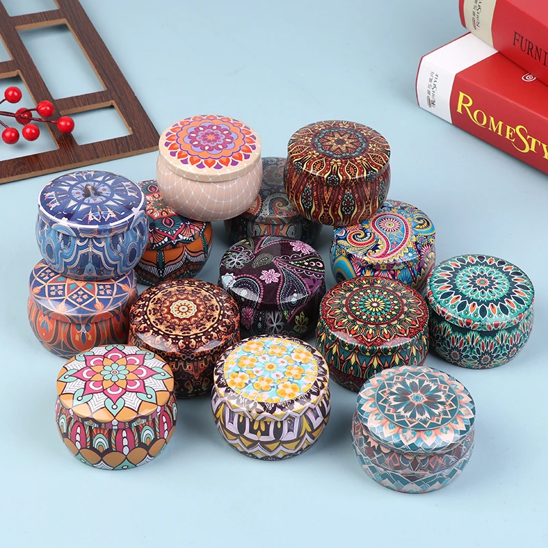 Vintage-Candle-Tin-Can-Adequado-para-Doces-Cookie-Storage-Box-Dry-Spice ...