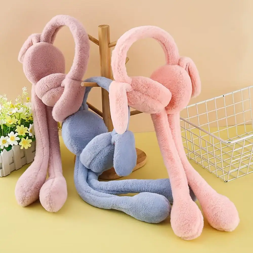 Funny Rabbit Ear Muffs Soft Moving Jumping Ears Ear Protection Cover ...