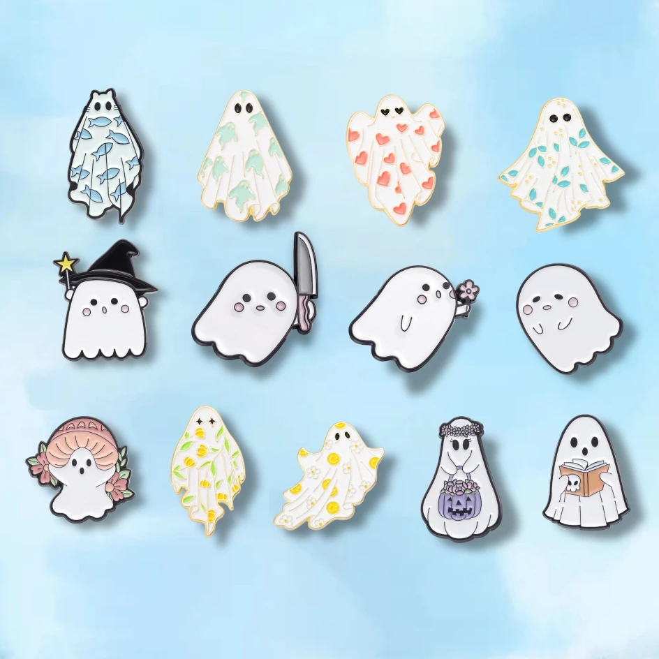 Cute-Ghost-Enamel-Pins-Custom-Halloween-Spooky-Ghost-Brooches-Lapel ...