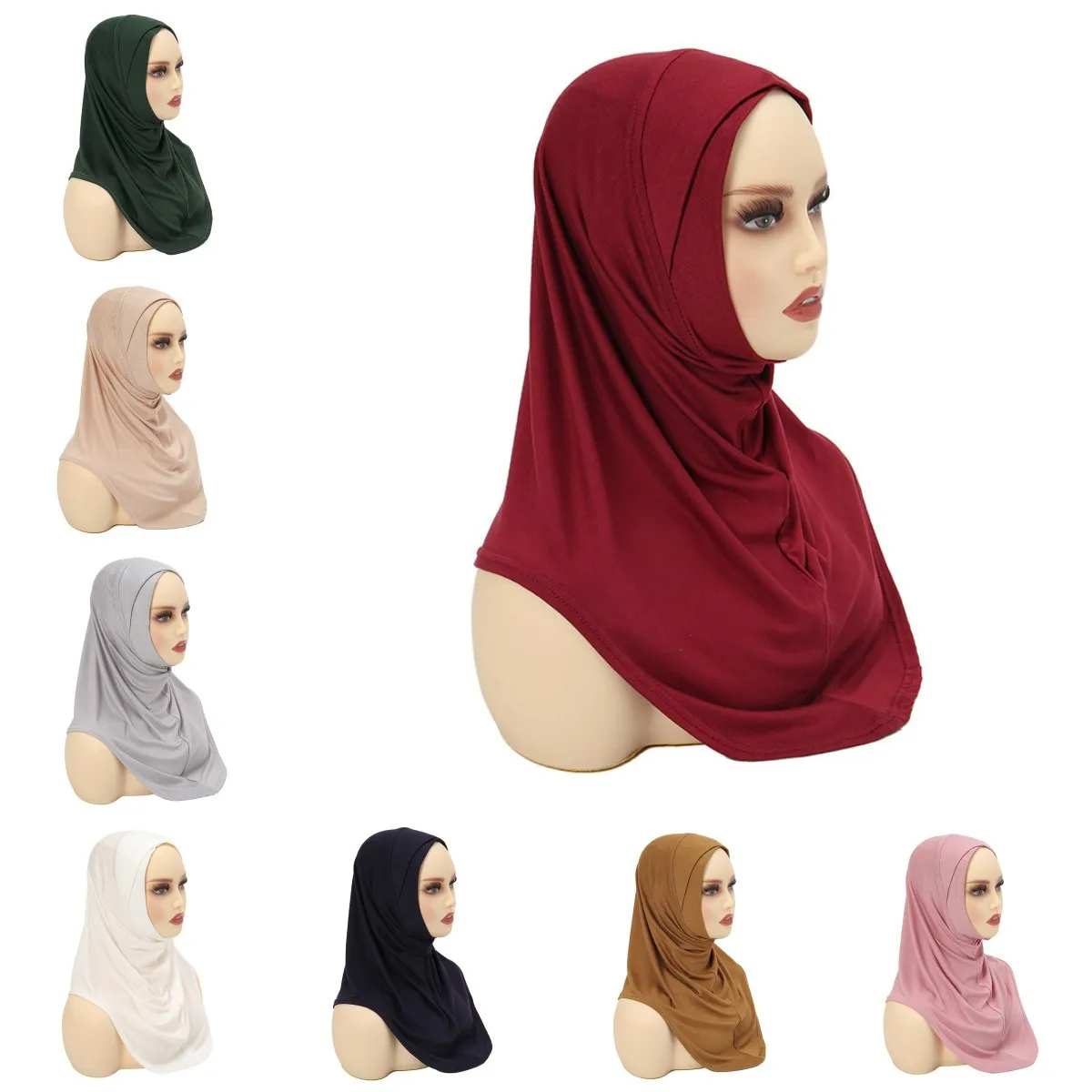 Plain-Soft-Jersey-Inner-Cap-Cross-Forehead-Design-Stretchable-Muslim ...