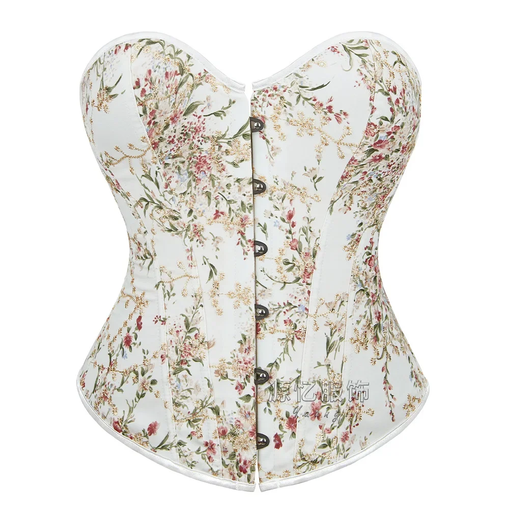 French Style Rustic Embroidery Corset Shaper Tight Fish Bone Chest ...