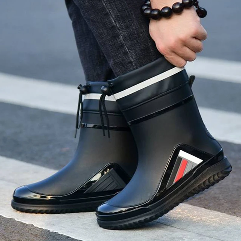 New-Fashion-Rain-Boots-for-Men-Mid-calf-Non-slip-Waterproof-Rain-Boots ...