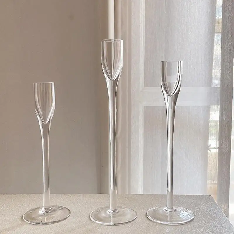 High-Feet-Glass-Candle-Holder-Transparent-Taper-Candle-Holders-For ...