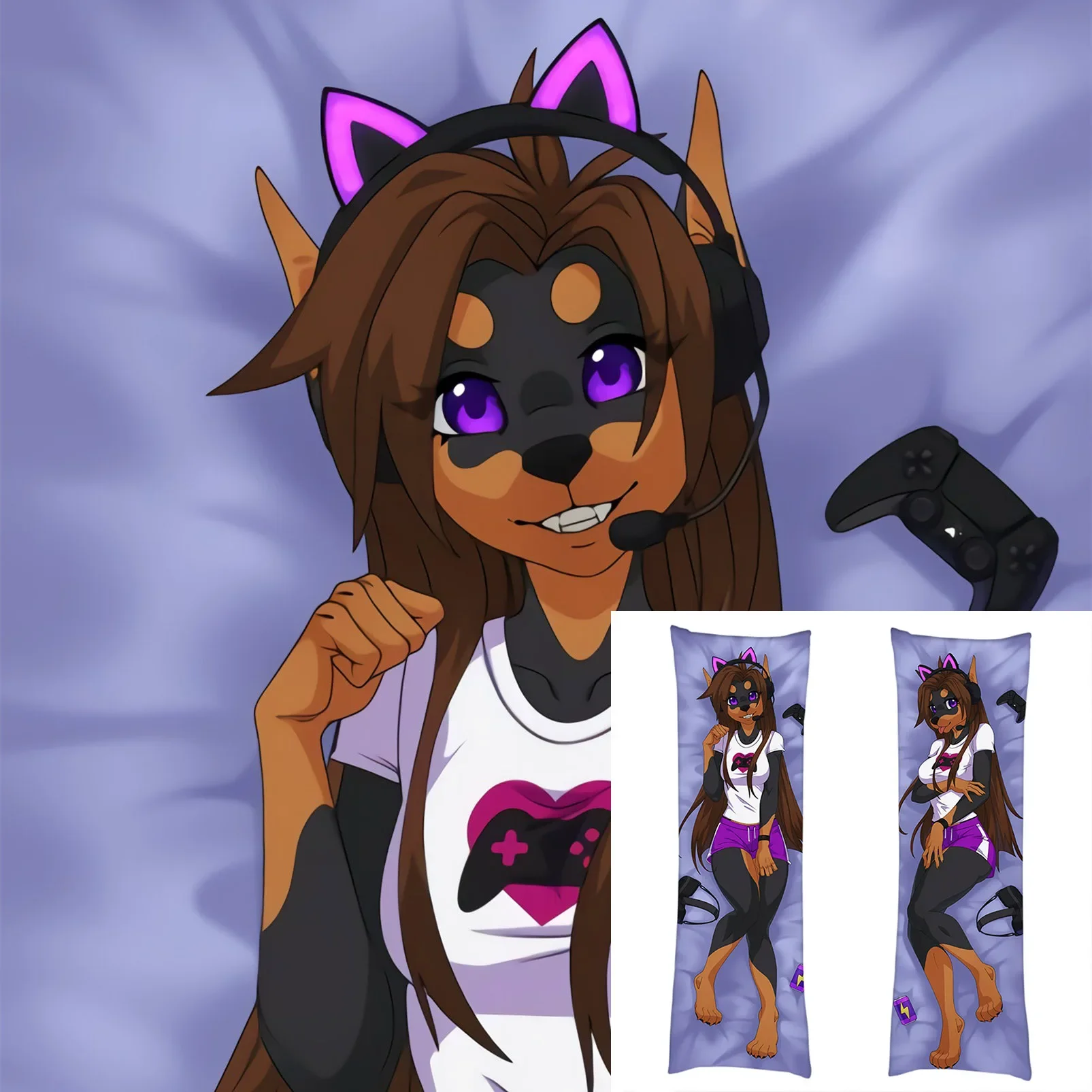 NEW-Dakimakura-Furry-Dog-Girl-Anthro-Pillowcase-Anime-Manga-Sexy-Body ...