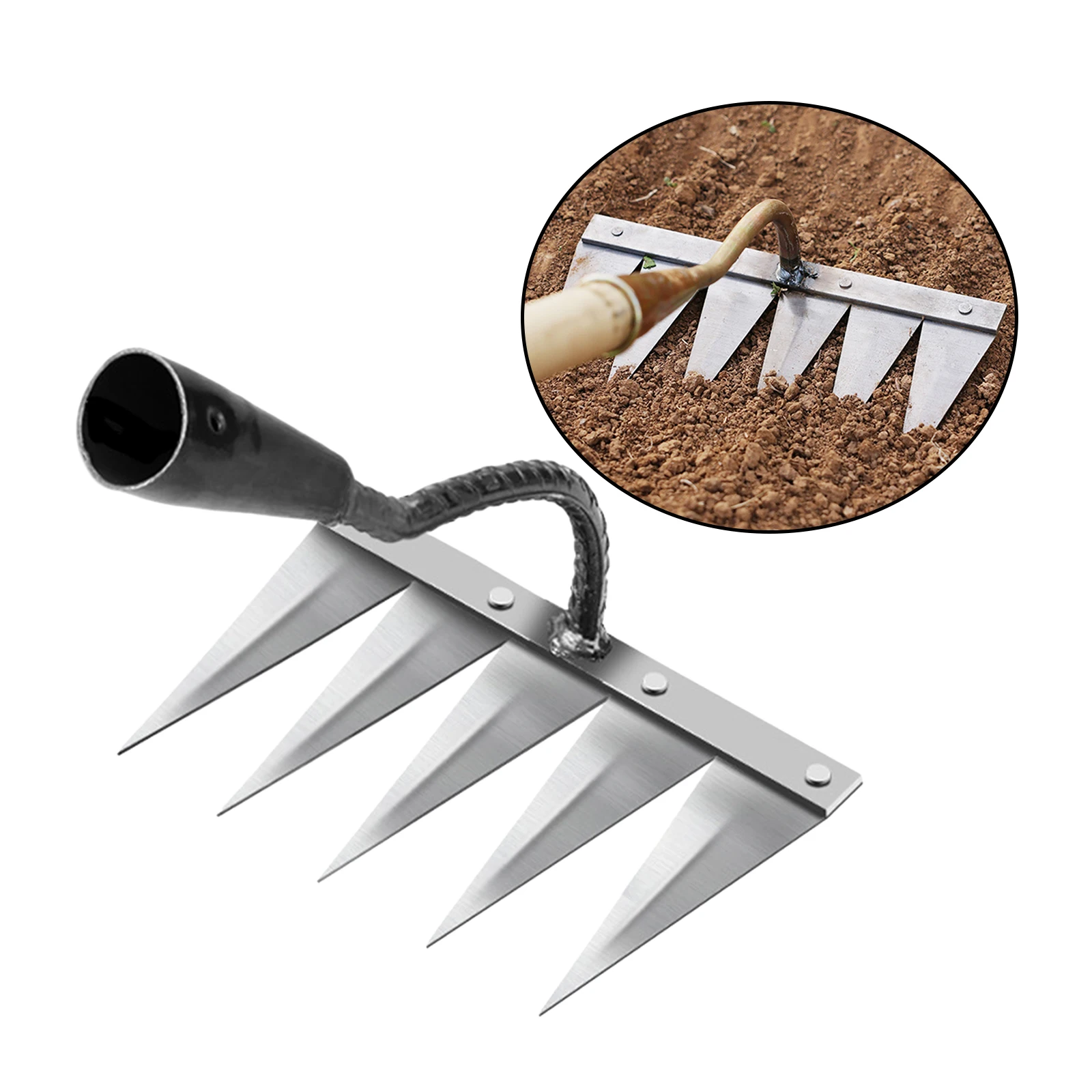 4-5-6-7-Tooth-Dethatcher-Rake-Metal-Yard-Rake-Weeding-Hoe-Rake-Weeding ...