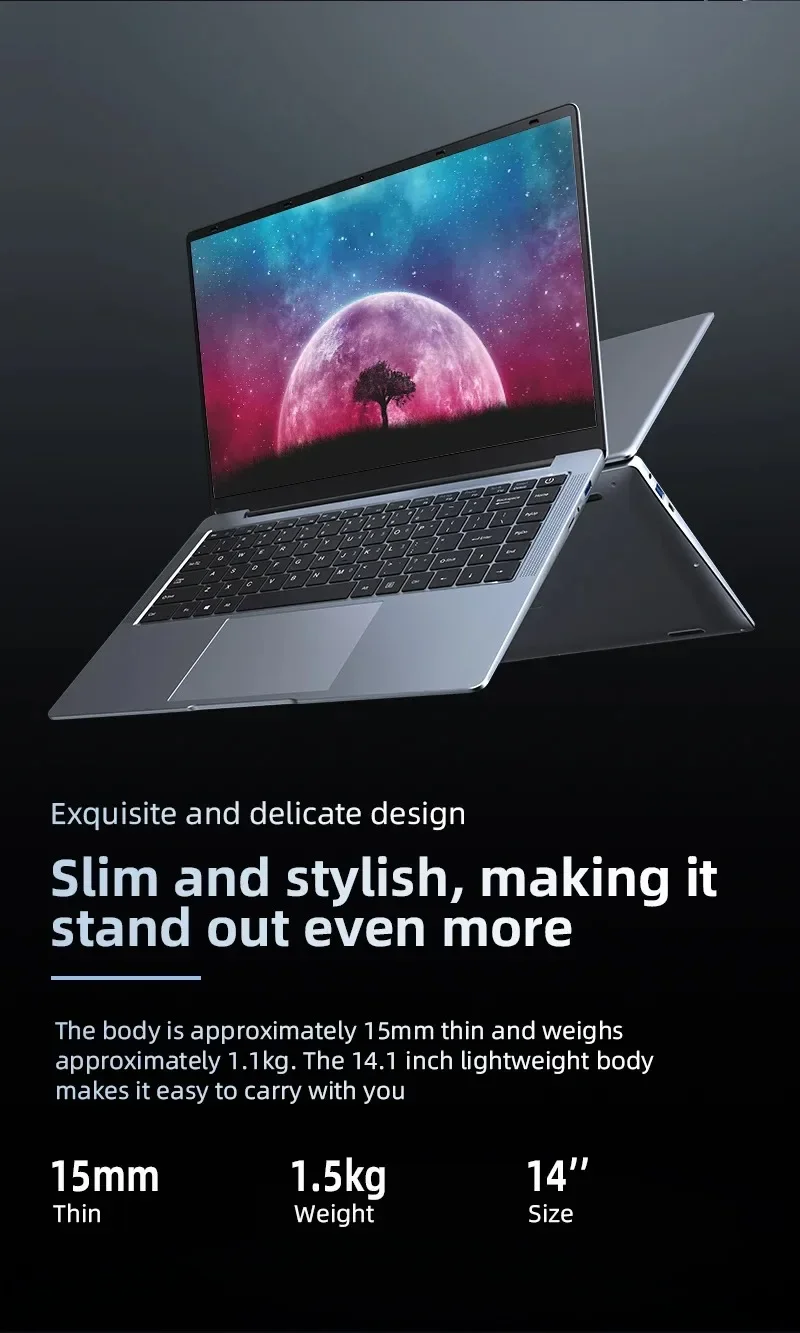 2024 Laptop Windows 11 Pro Ultra Thin and Ultra Light Notebook Computer ...