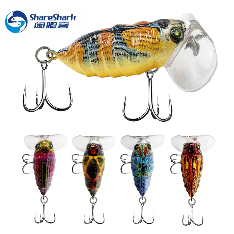 5pcs/box Spinning Wobbler Insect Cicada Lure Crankbaits Topwater ...