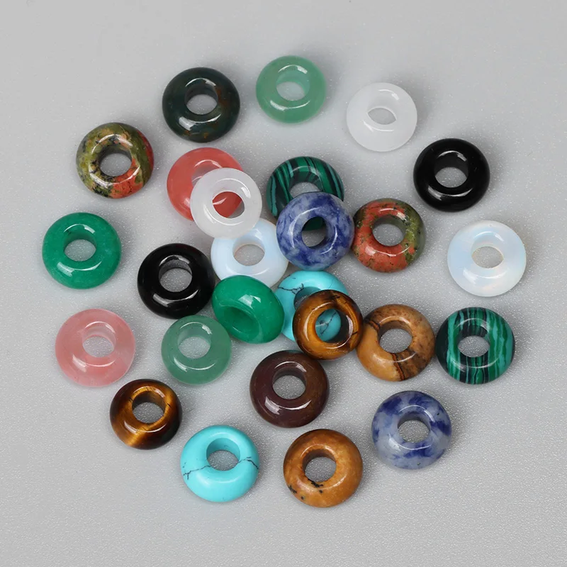 10pcs-Natural-Donut-Shape-Stone-Beads-Big-Hole-Abacus-Shape-Agat-Gems ...