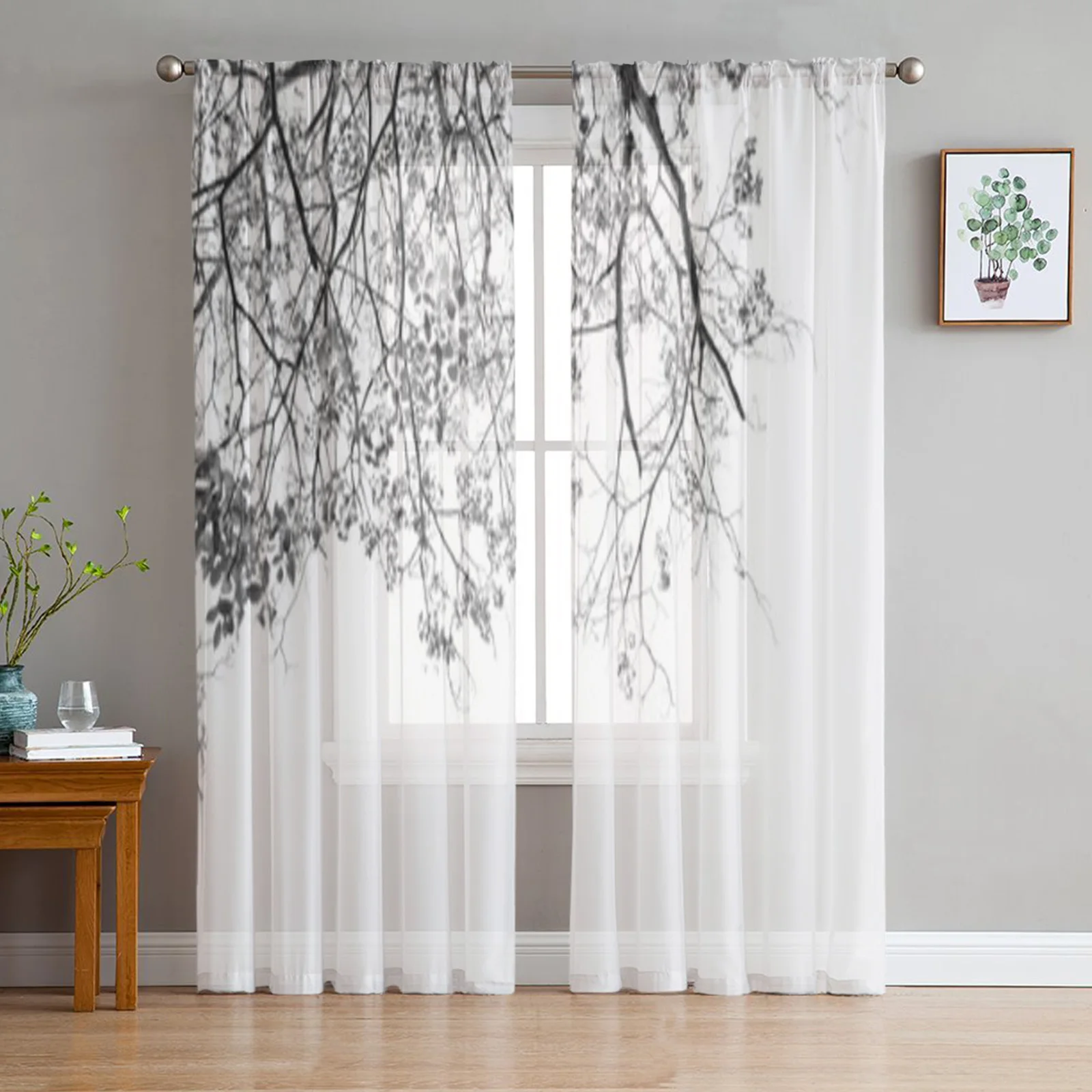 Tree-Leaves-White-Sheer-Curtains-for-Living-Room-Transparent-Tulle ...