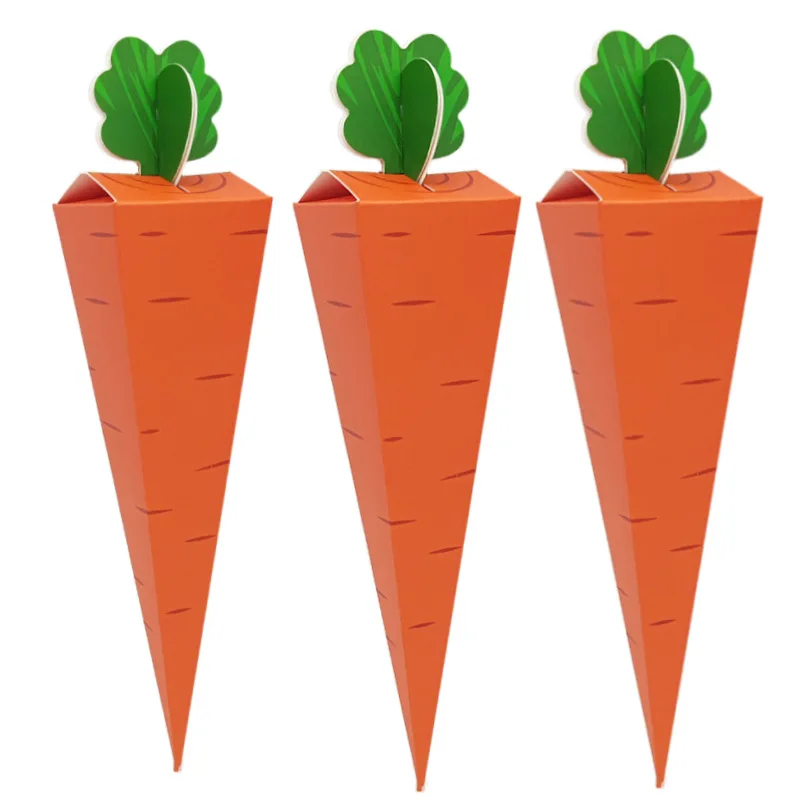 30pcs Creative Carrot Packaging Box Orange Candy Chocolate Cone Shaped ...