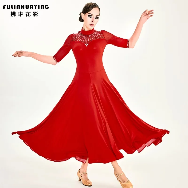 Ballroom Competition Dress Modern Dance Clothes Women Performance Costumes Large Sling Skirt ...