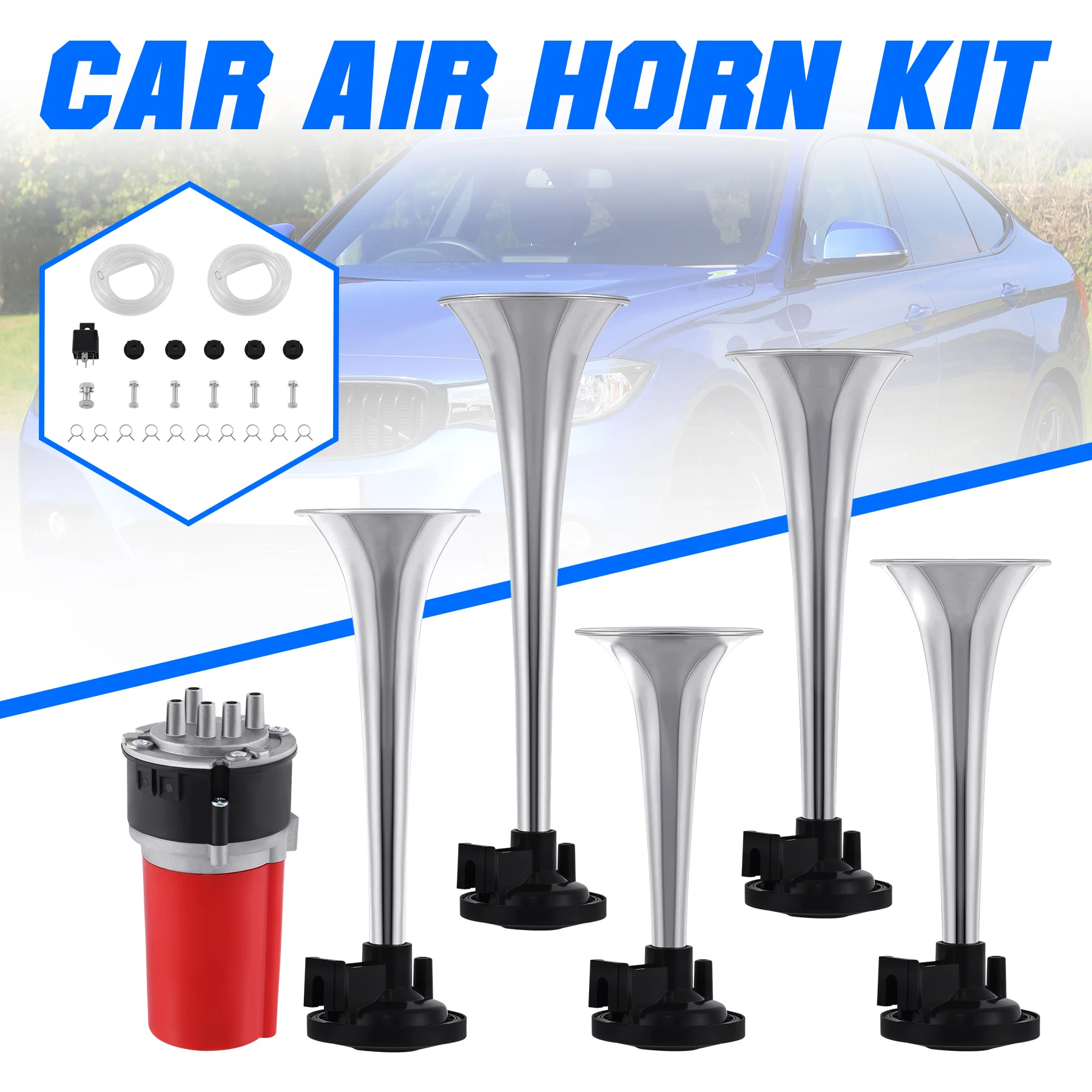 12v Compressor QWORK 12V Super Loud – 125db Single Trumpet, 45cm, With ...