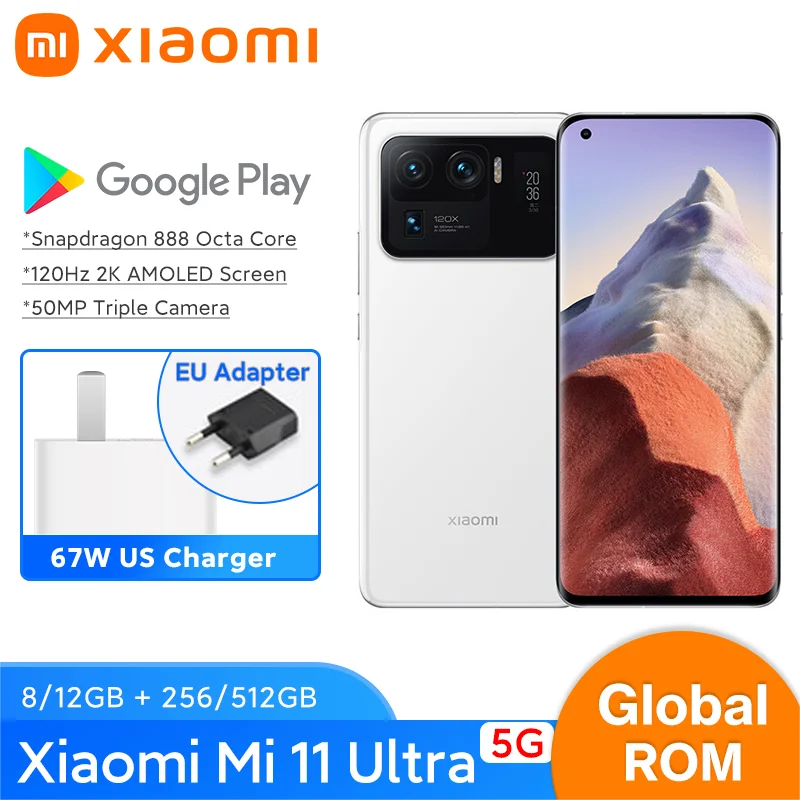 Xiaomi teléfono inteligente Mi 11 Ultra 5G, ROM Global, 8GB/12GB de RAM, Snapdragon 888, cámaras ...