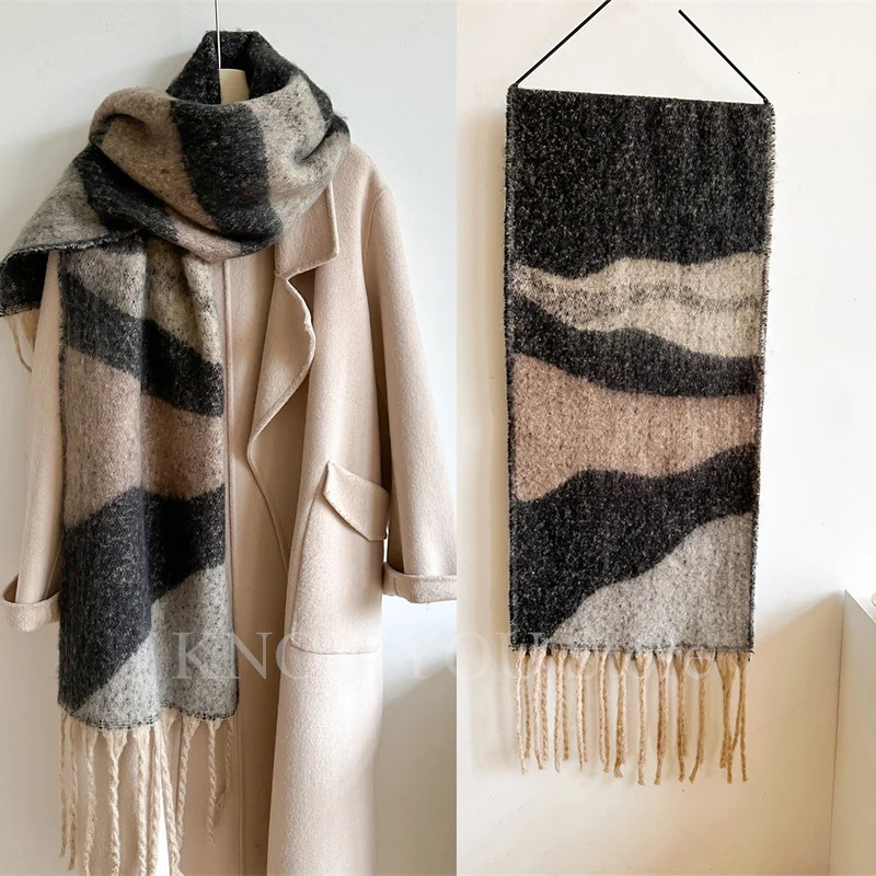 Women Simple Cashmere Blend Scarf Fashion Universal Winter Shawl ...