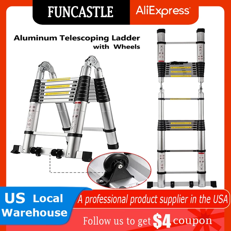 Telescoping-Ladder-16-5FT-A-Frame-Aluminum-Extension-Ladder-with ...